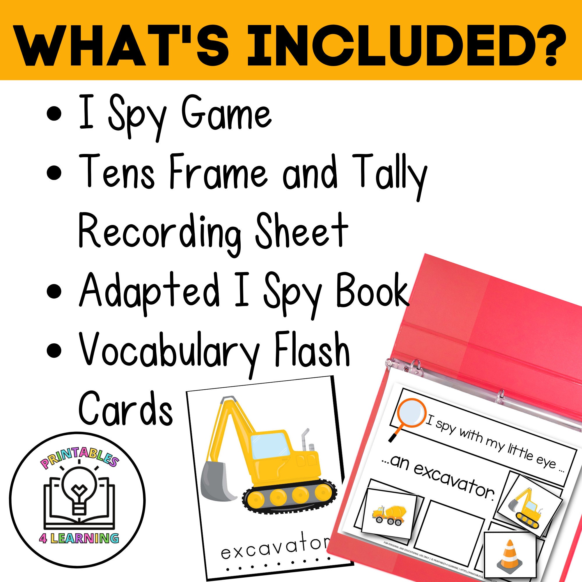 I Spy Game: Construction - Printable Kids Activity Instant Digital ...