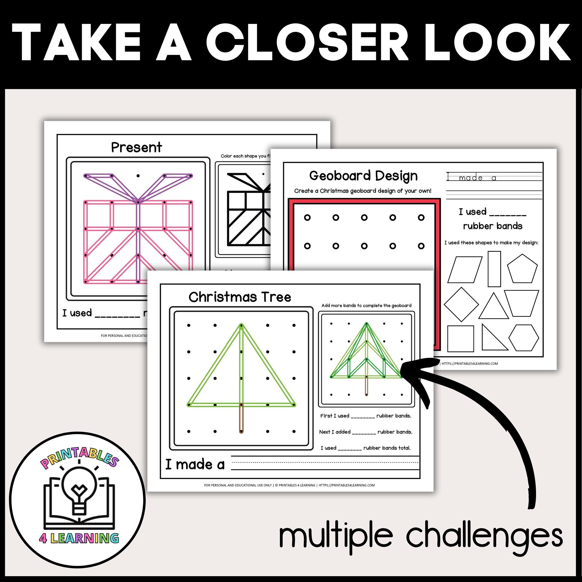 Christmas Geoboards | Task Cards and Full Mat Geoboard Activities - Etsy