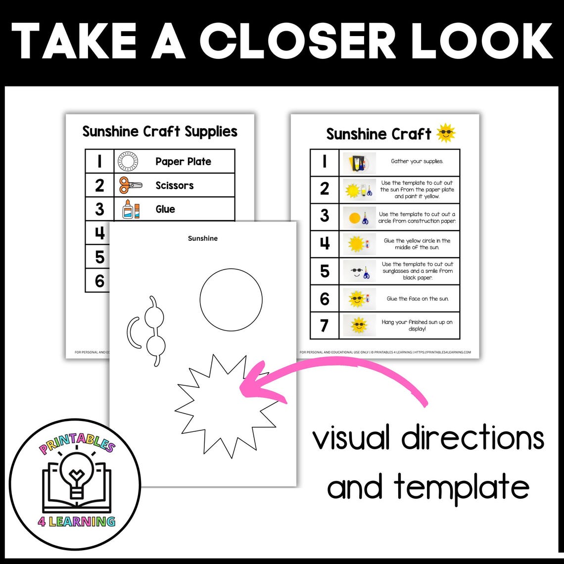 Sunshine Paper Plate Craft With Visual Instructions - Etsy