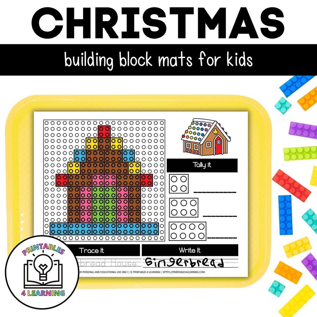 Christmas Building Block Mats - Brick Building Challenge STEM Activity ...