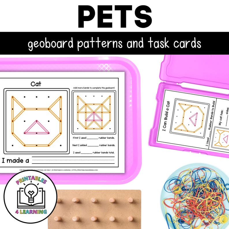Pet Geoboards | Task Cards and Full Page Geoboard Activities - Etsy