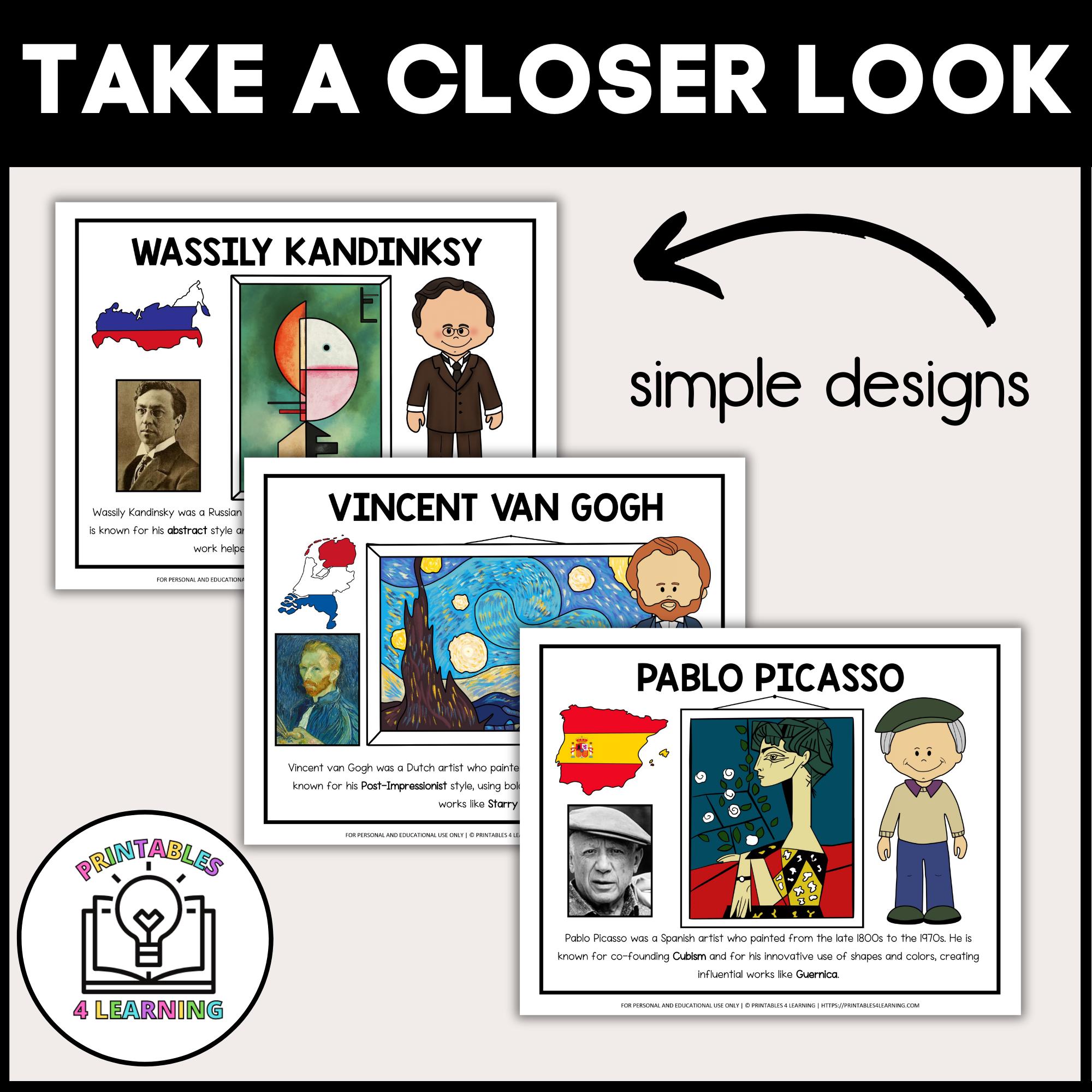 Printable Famous Artists Classroom Posters for Kids | Instant Digital ...