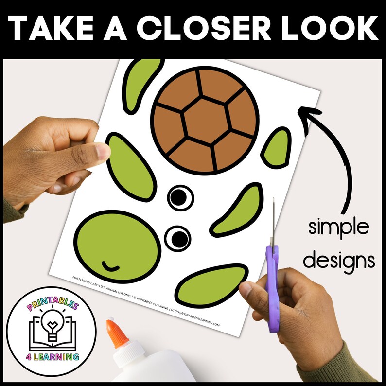 Printable Sea Turtle Cut and Paste Craft - Instant Digital Download - Etsy