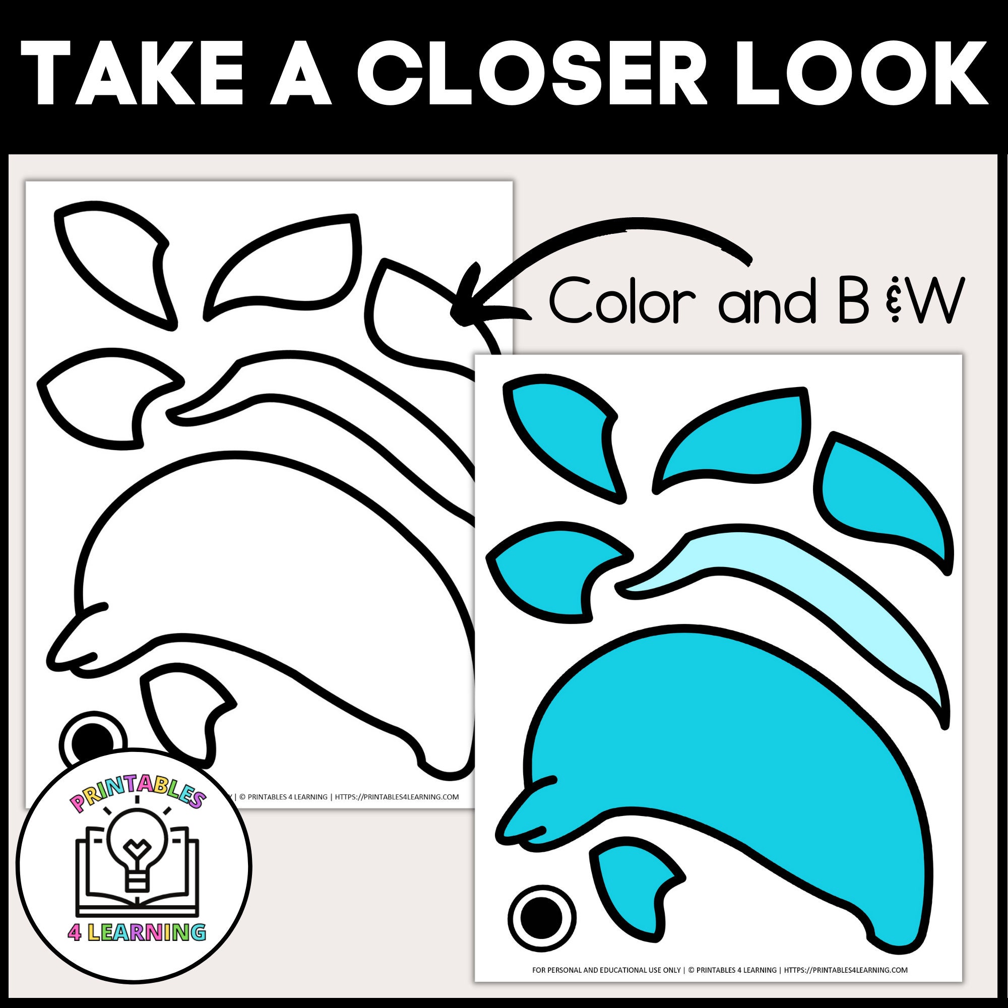 Printable Dolphin Cut and Paste Craft Instant Digital Download - Etsy ...