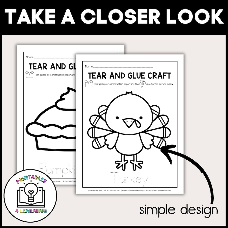 Thanksgiving Torn Art Crafts | Preschool and Kindergarten Fine Motor ...