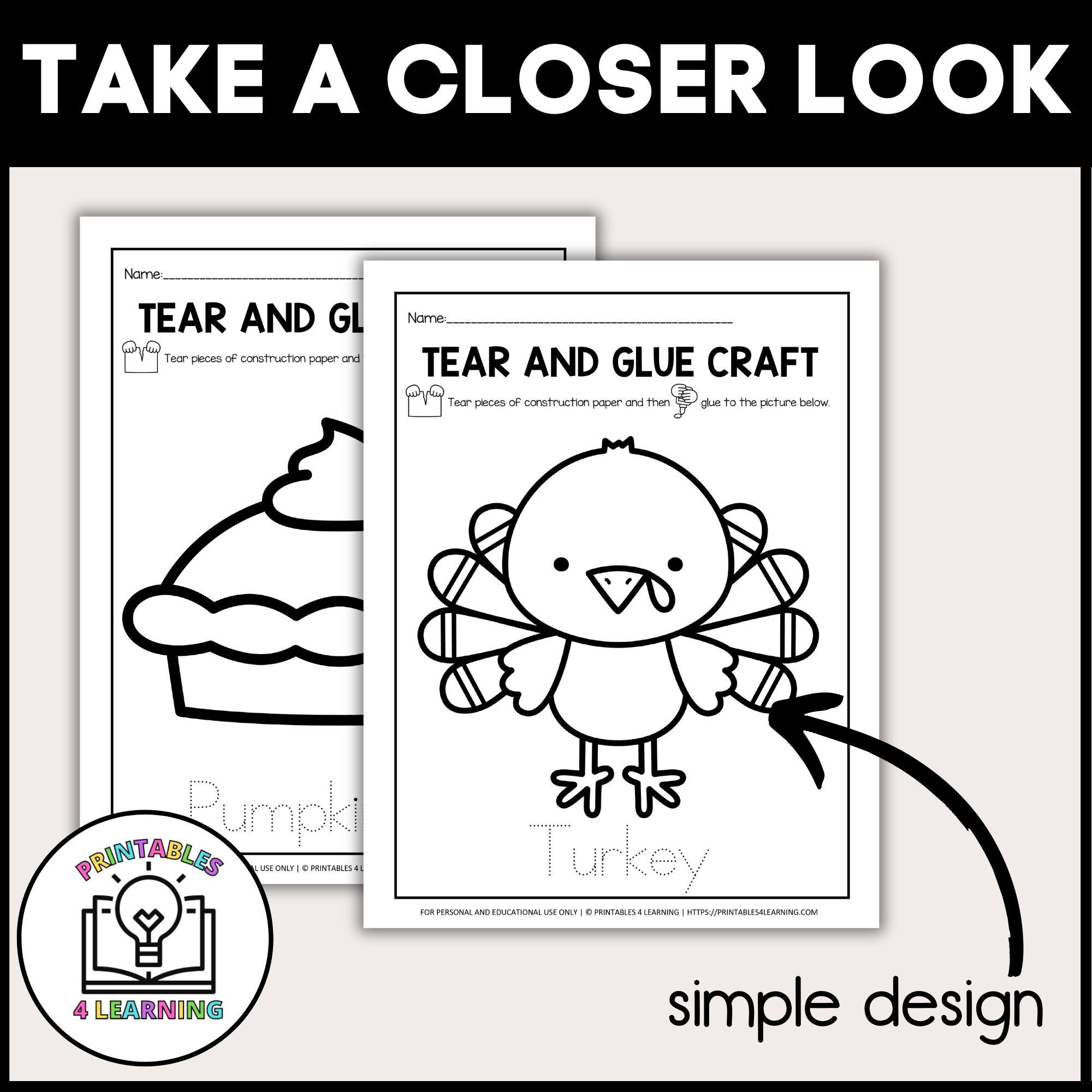 Thanksgiving Torn Art Crafts | Preschool and Kindergarten Fine Motor ...