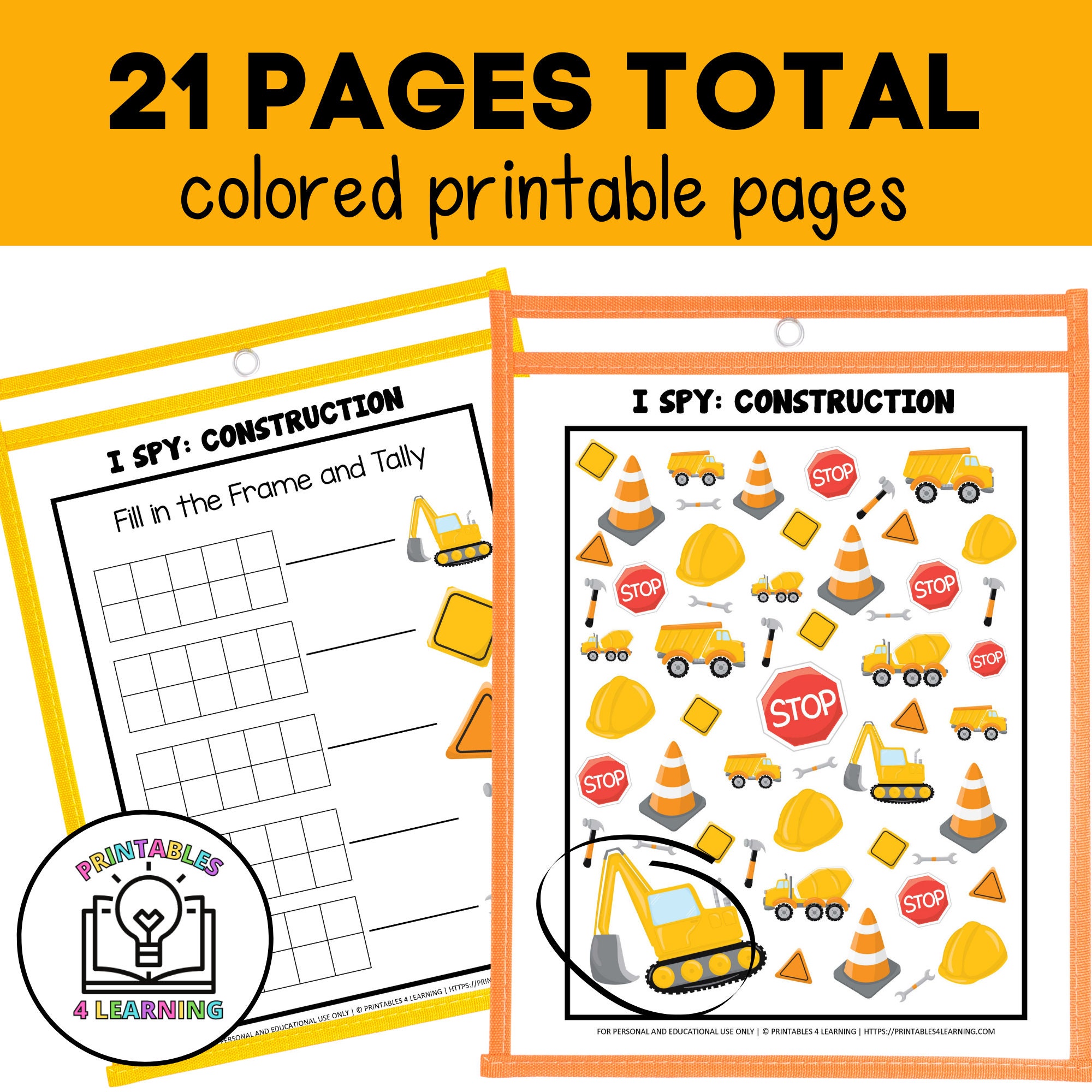 I Spy Game: Construction - Printable Kids Activity Instant Digital ...