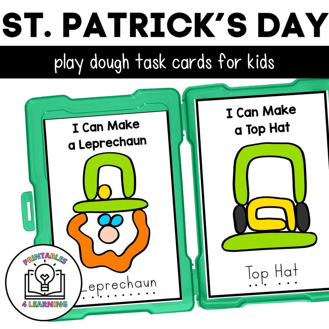 St. Patrick's Day Playdough Task Cards | St. Patrick's Day Fine Motor ...