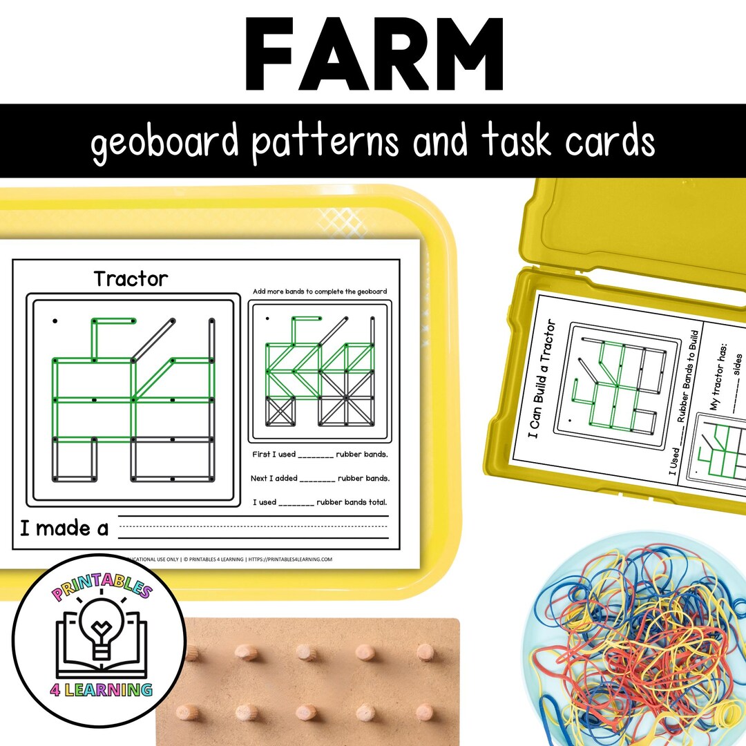 Farm Geoboards | Task Cards and Full Mat Geoboard Activities - Etsy