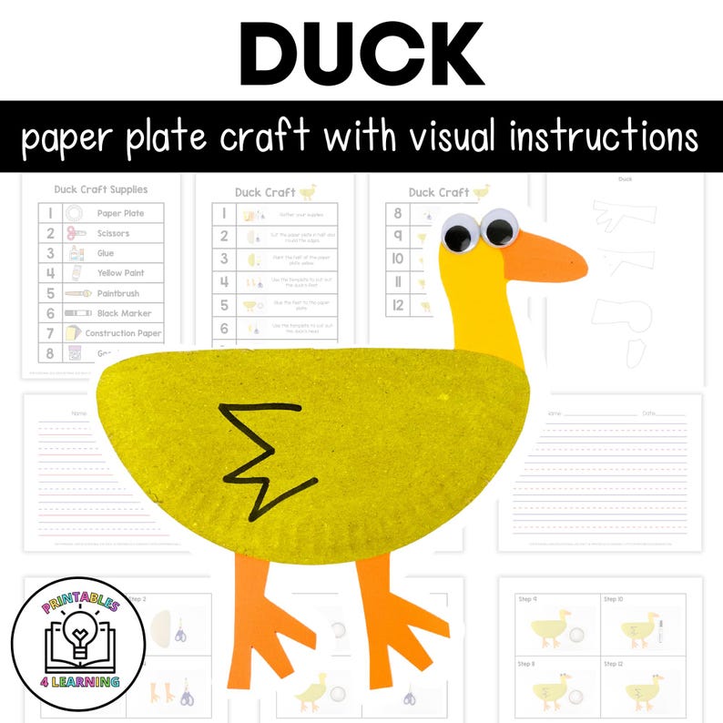 Duck Paper Plate Craft With Visual Instructions - Etsy