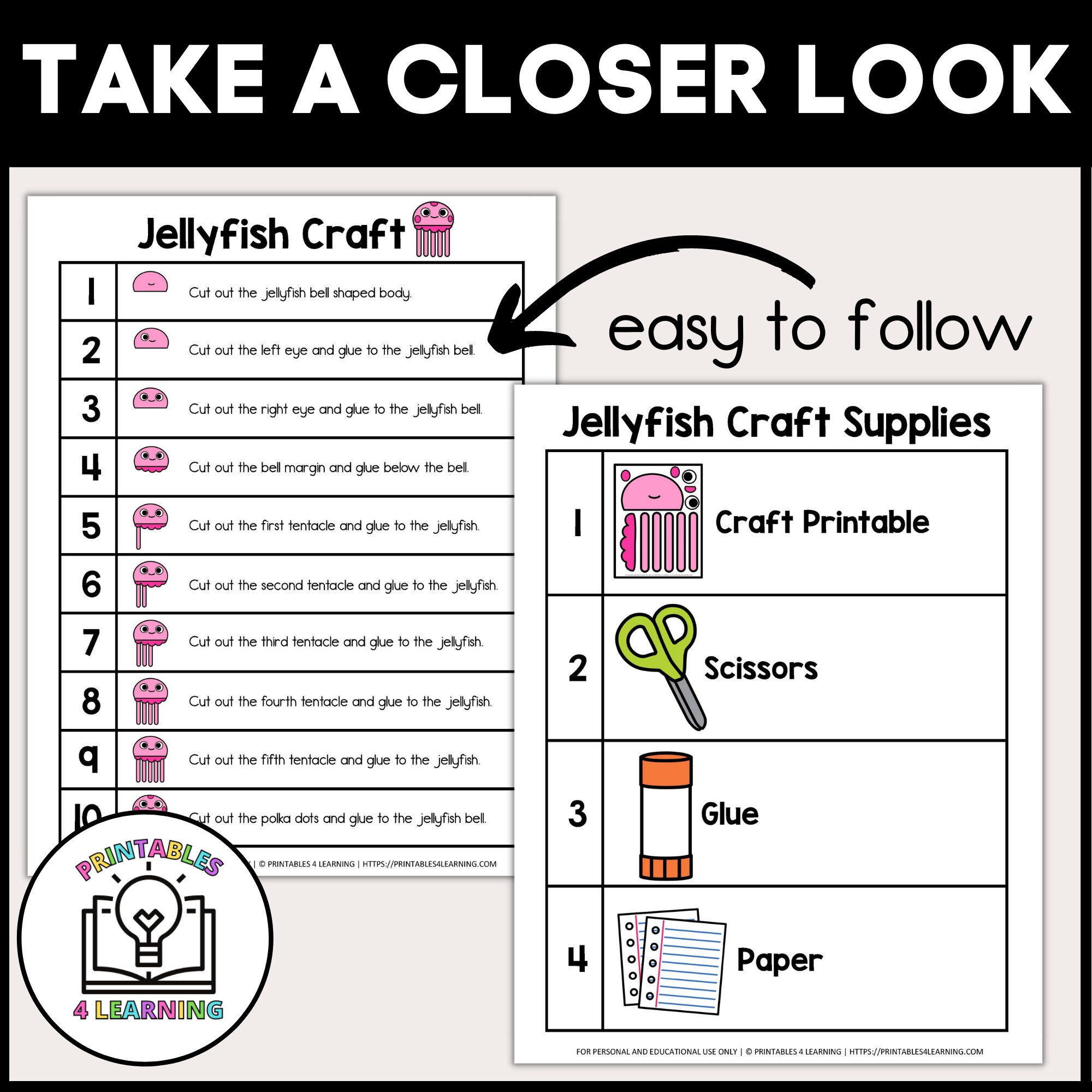 Printable Jellyfish Cut and Paste Craft - Instant Digital Download - Etsy