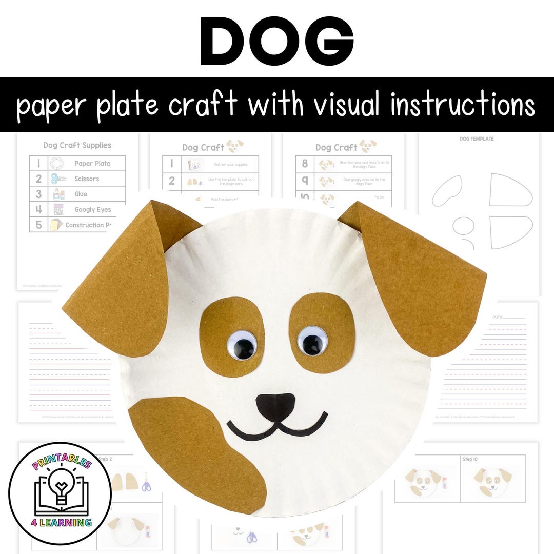 Dog Paper Plate Craft With Visual Instructions - Etsy