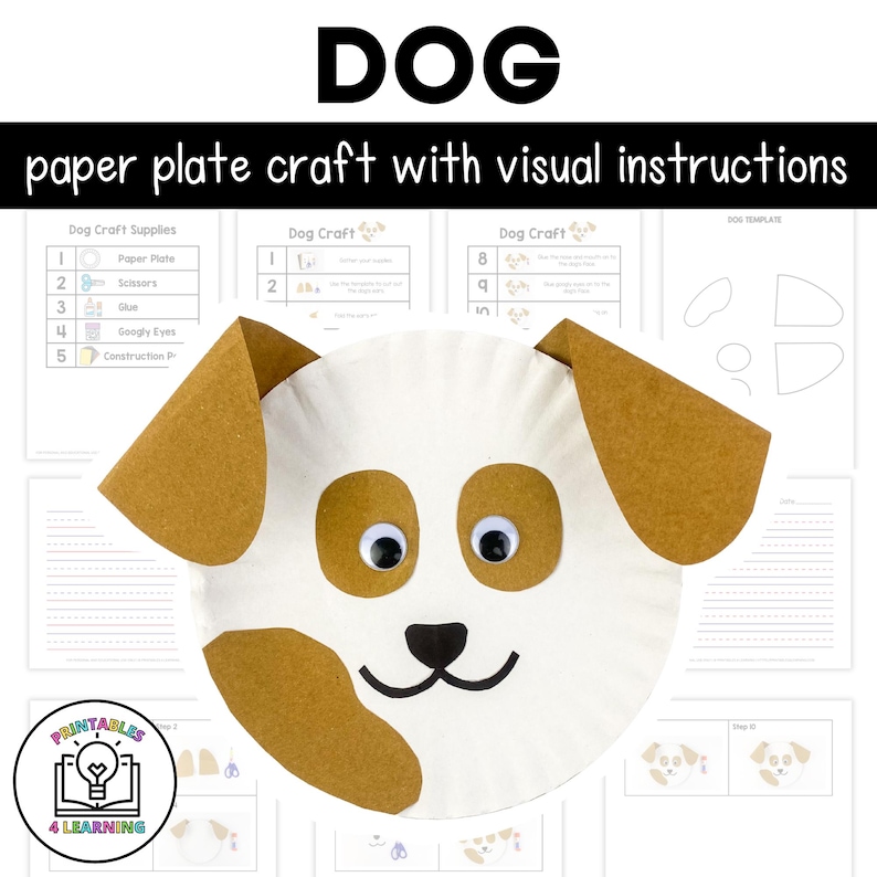 Dog Paper Plate Craft With Visual Instructions - Etsy