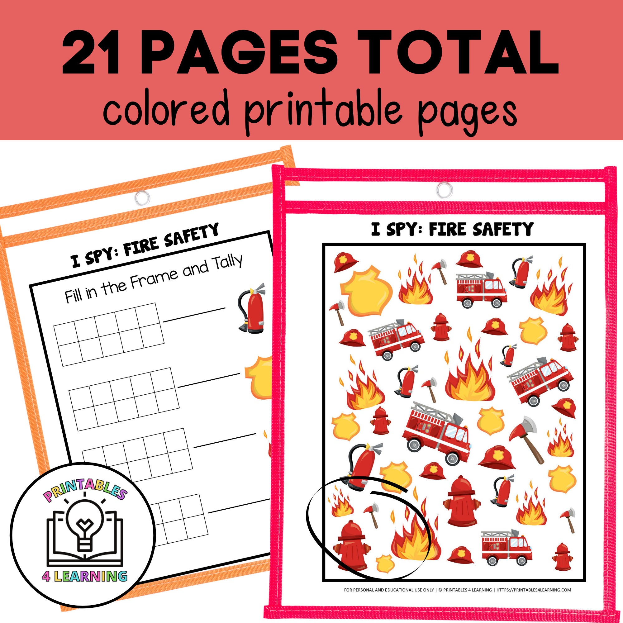 I Spy Game: Fire Fighters - Printable Kids Activity Instant Digital ...