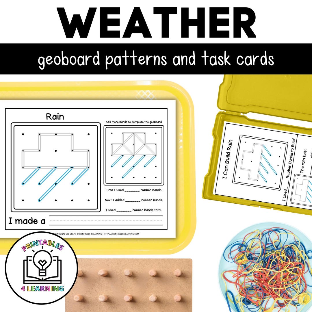 Weather Geoboards | Task Cards and Full Mat Geoboard Activities - Etsy