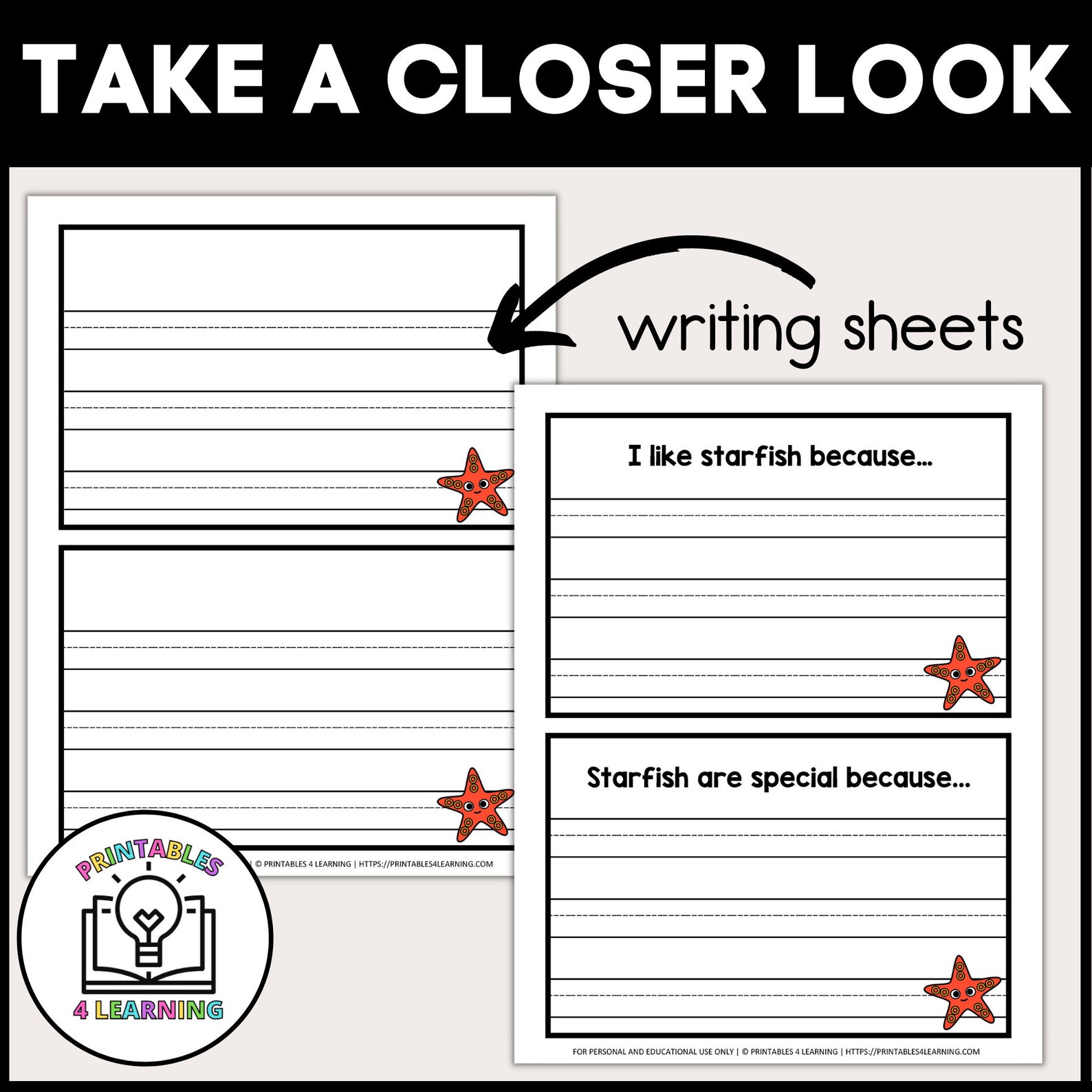 Printable Starfish Cut and Paste Craft Instant Digital Download - Etsy