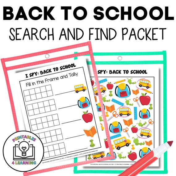 I Spy Game: Back to School Printable Kids Activity Instant - Etsy