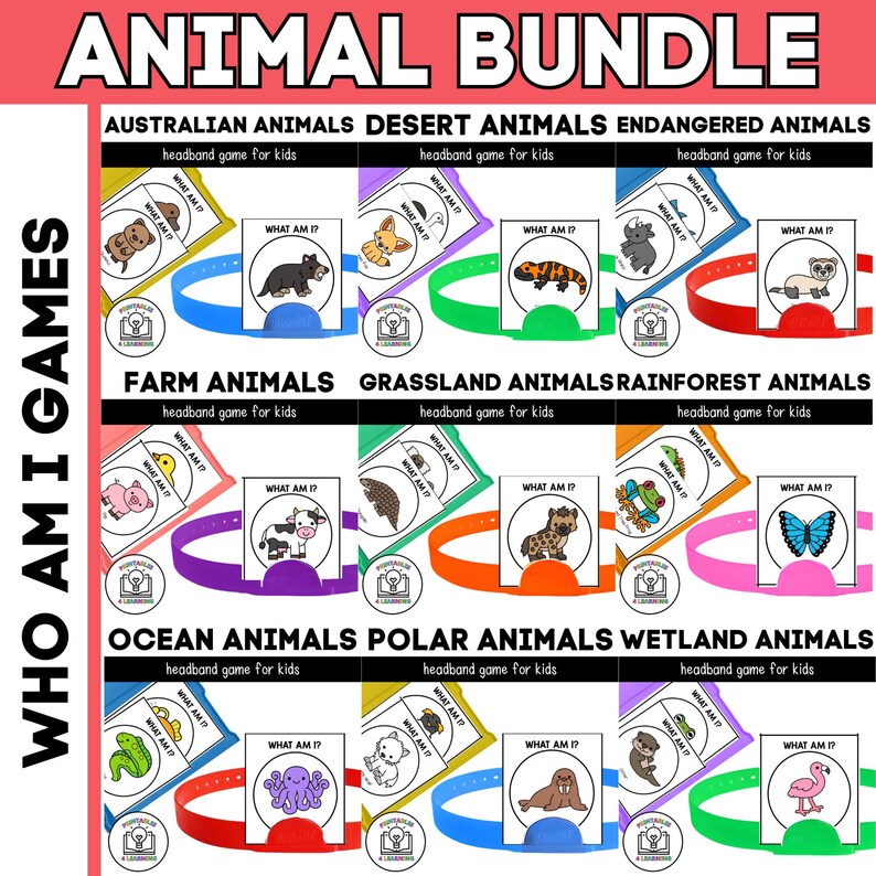 Who Am I? Animals Headband Game Bundle | Instant Digital Download ...
