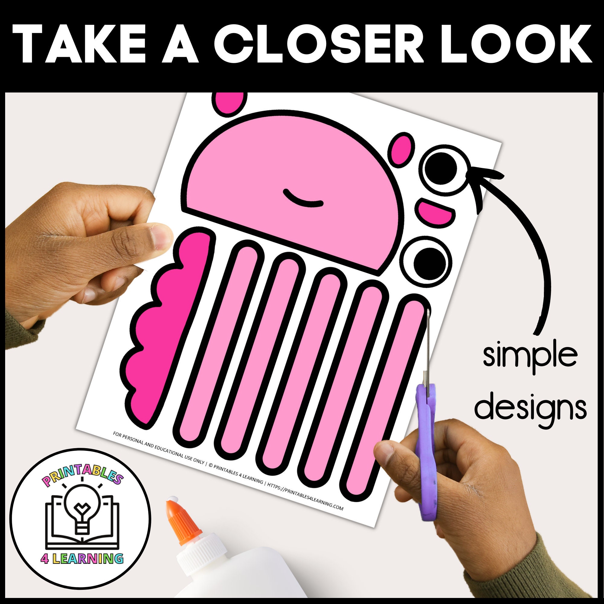 Printable Jellyfish Cut and Paste Craft Instant Digital Download - Etsy