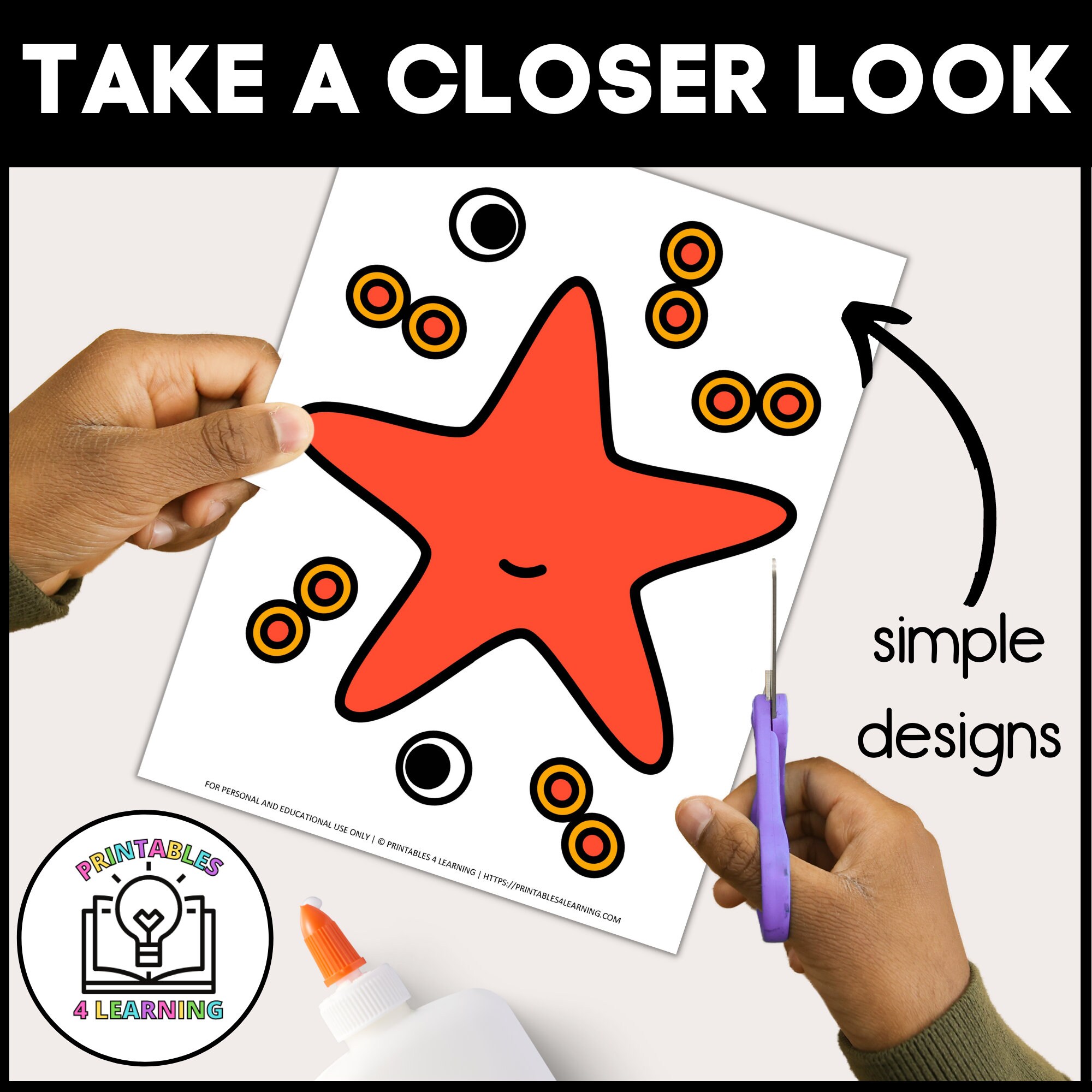 Printable Starfish Cut and Paste Craft - Instant Digital Download - Etsy