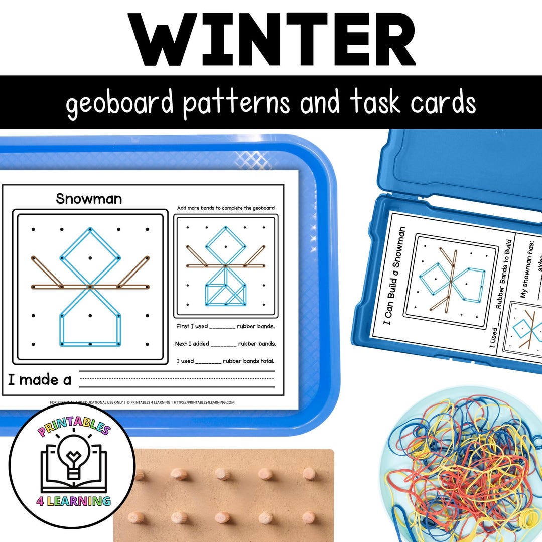 Winter Geoboards | Task Cards and Full Mat Geoboard Activities - Etsy