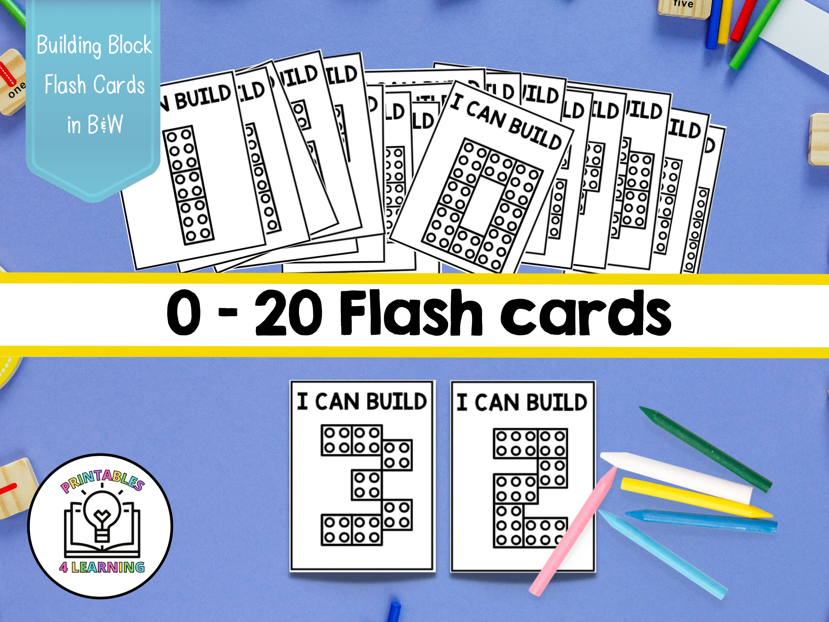 0-20 Number Building Block Worksheets and Flash Cards - Brick Building ...