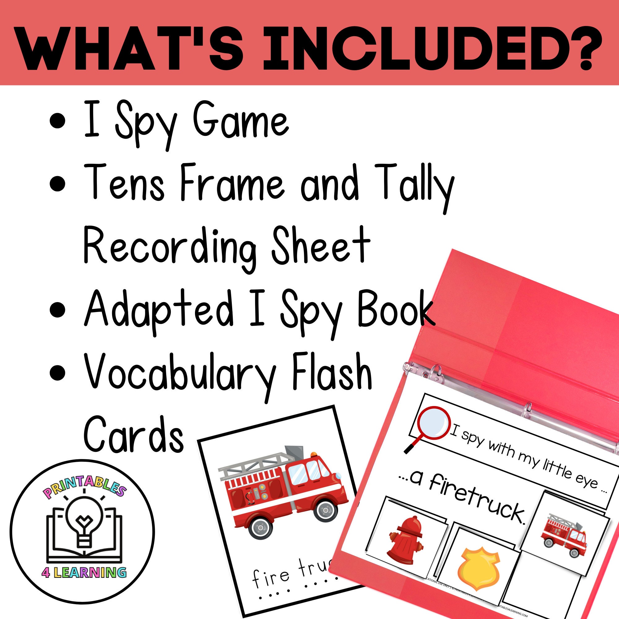 I Spy Game: Fire Fighters - Printable Kids Activity Instant Digital ...