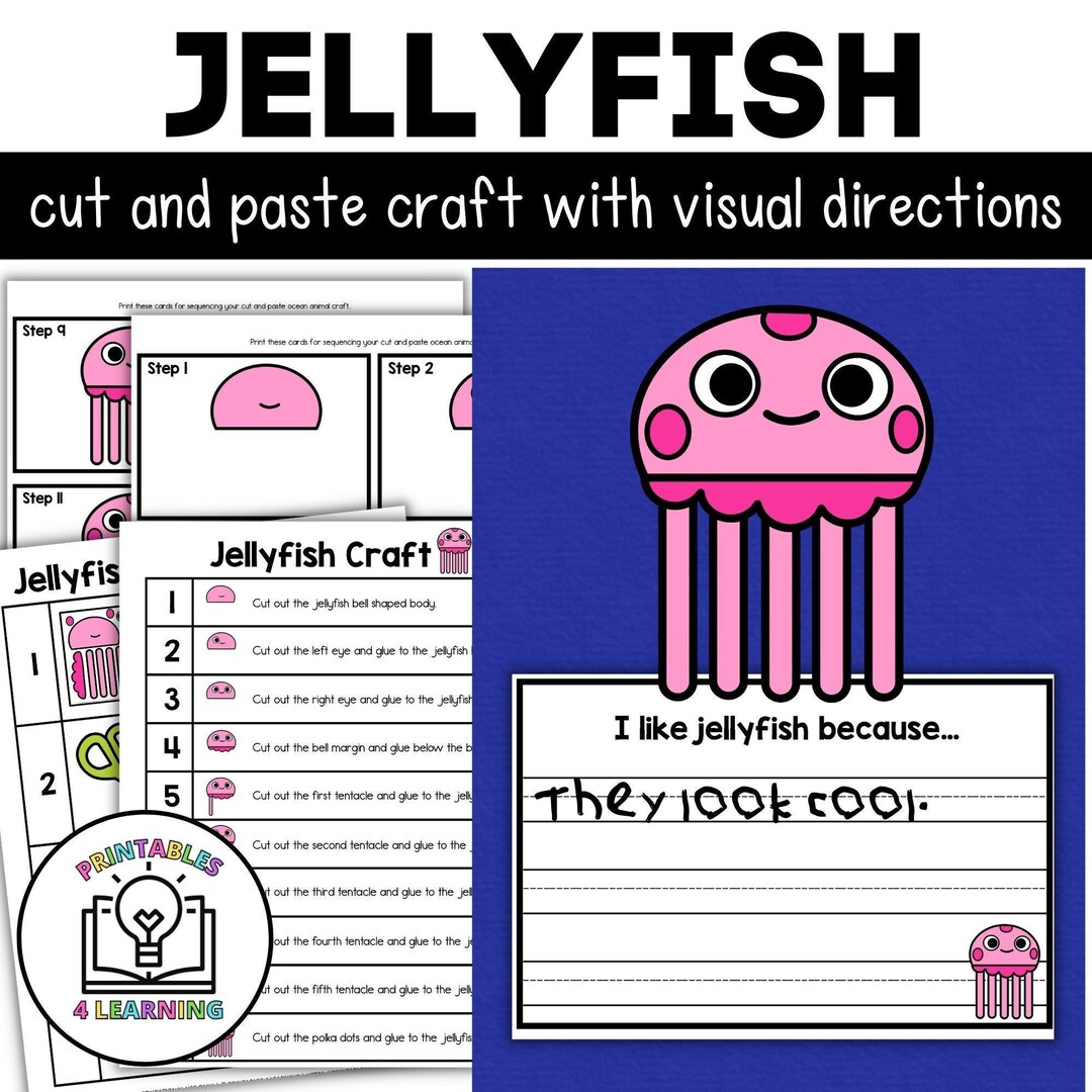 Printable Jellyfish Cut and Paste Craft Instant Digital - Etsy