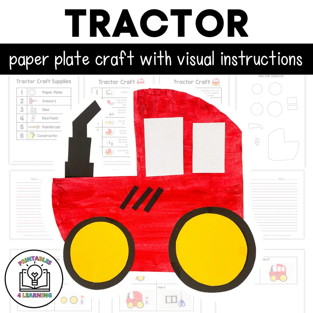 Tractor Paper Plate Craft With Visual Instructions - Etsy