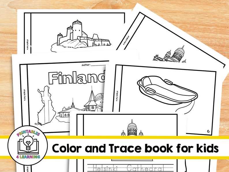 Finland Color and Trace Book for Kids - Etsy