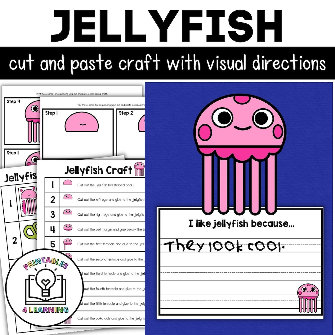 Printable Jellyfish Cut and Paste Craft - Instant Digital Download - Etsy