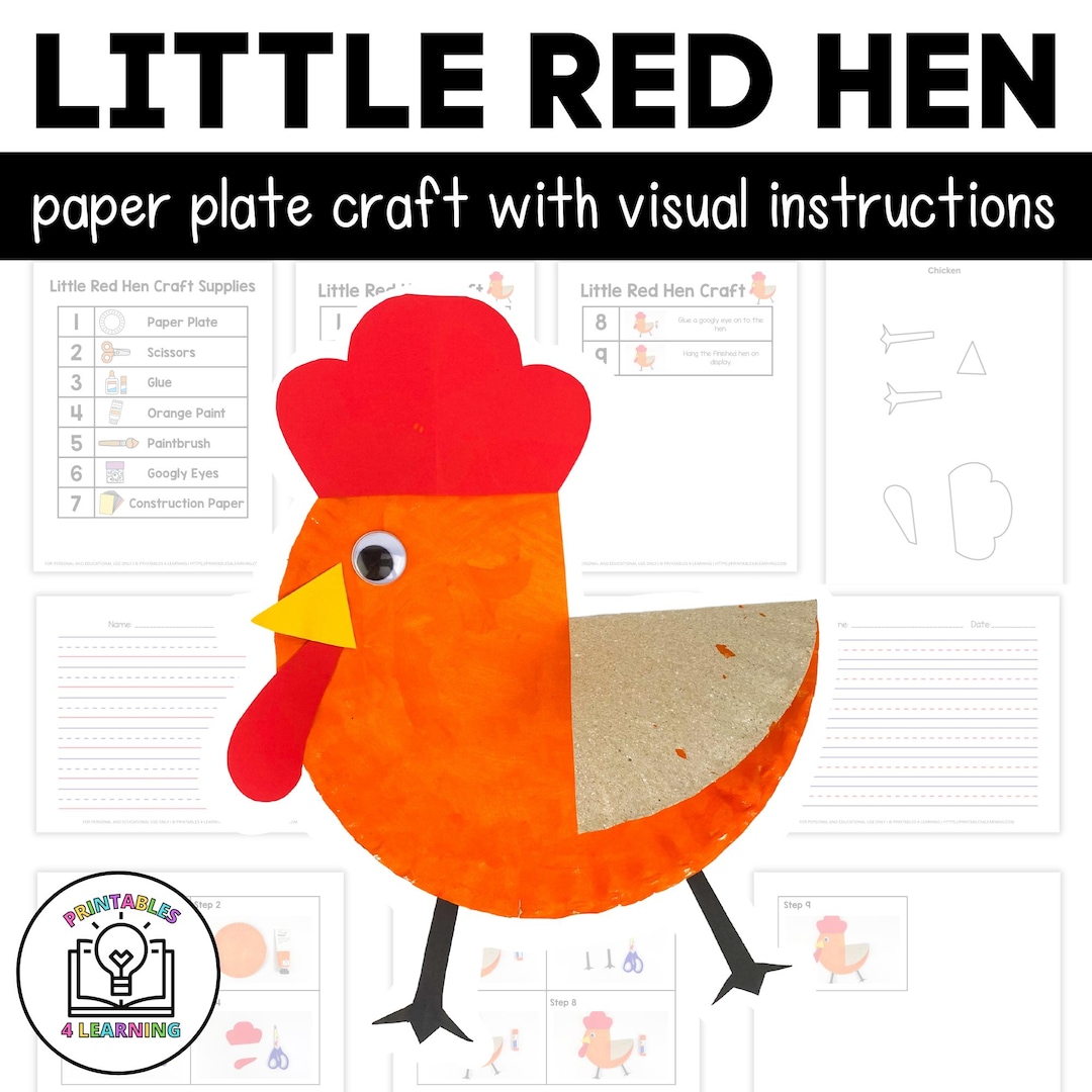 Little Red Hen Paper Plate Craft With Visual Instructions - Etsy