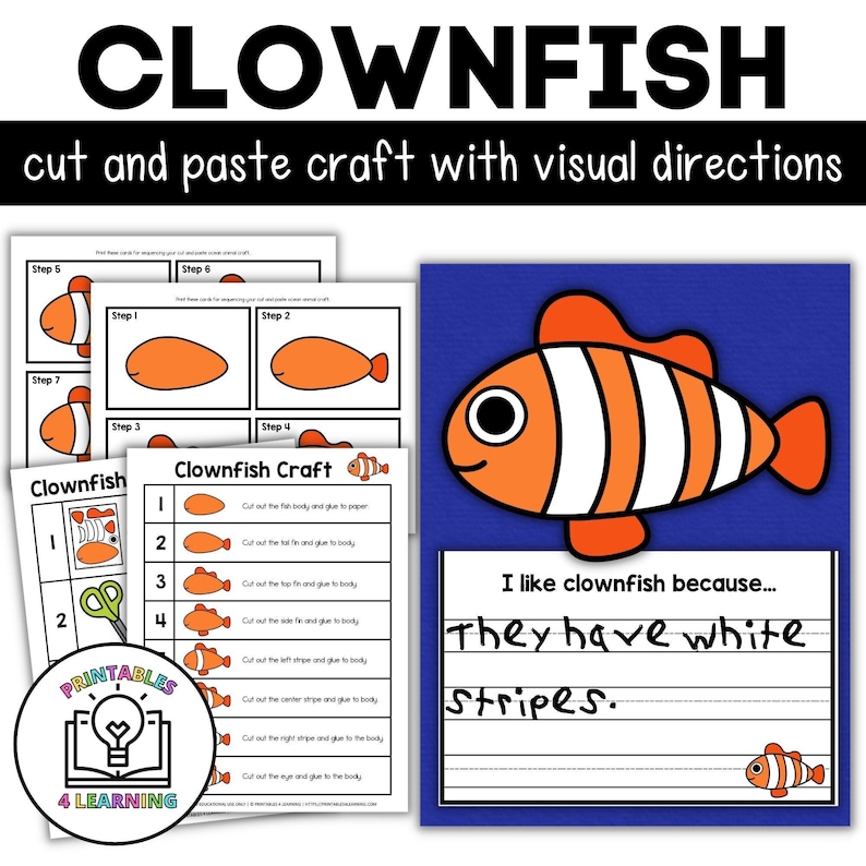 Printable Clownfish Cut and Paste Craft - Instant Digital Download - Etsy