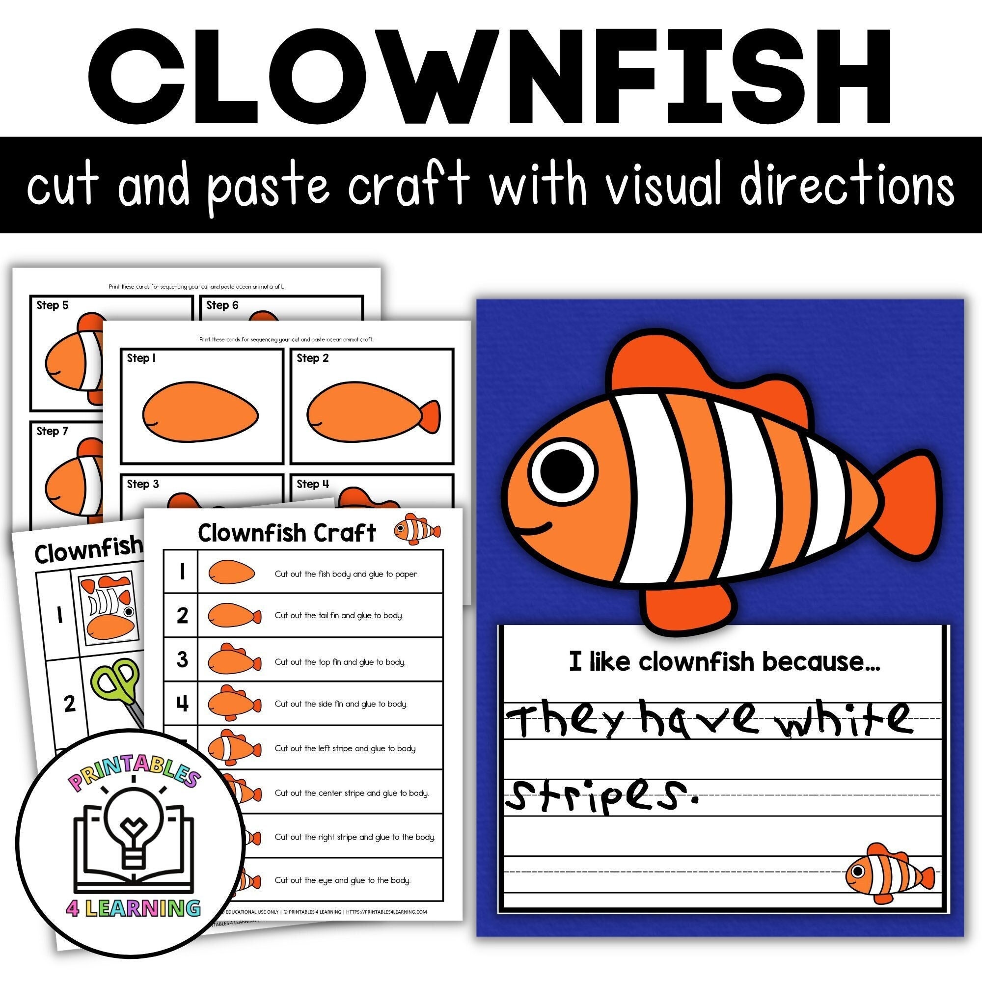 Printable Clownfish Cut and Paste Craft Instant Digital Download - Etsy