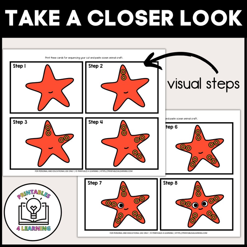 Printable Starfish Cut and Paste Craft Instant Digital Download - Etsy