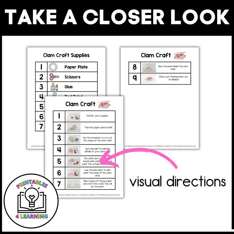 Clam Paper Plate Craft With Visual Instructions - Etsy