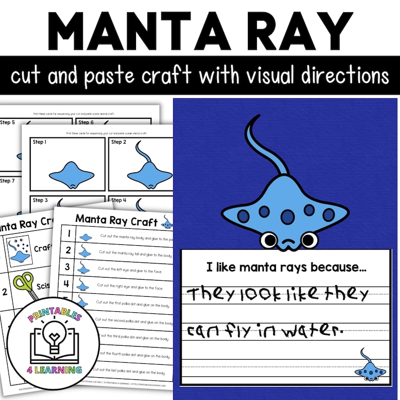 Printable Manta Ray Cut and Paste Craft - Instant Digital Download - Etsy