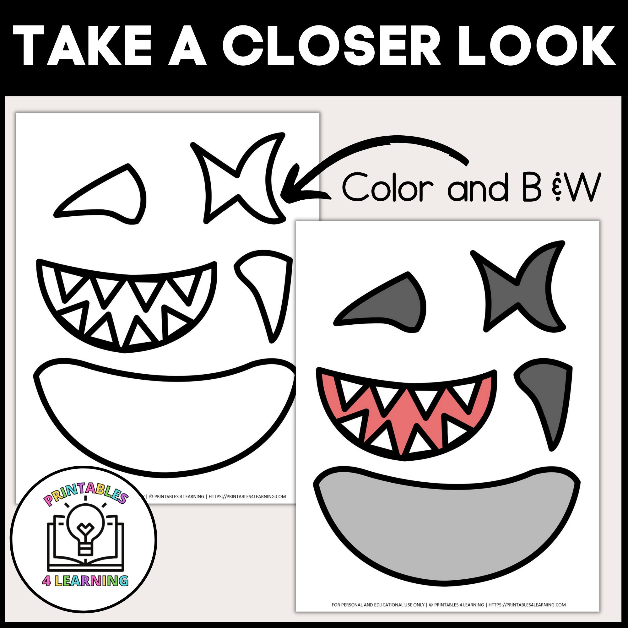 Printable Shark Cut and Paste Craft - Instant Digital Download - Etsy