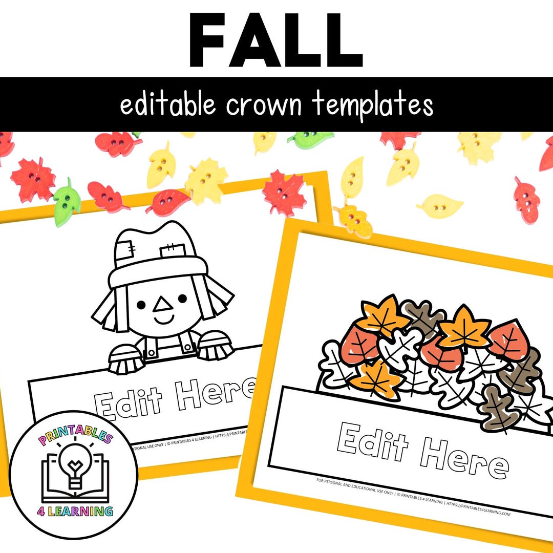Fall-themed Editable Crown Templates - Etsy