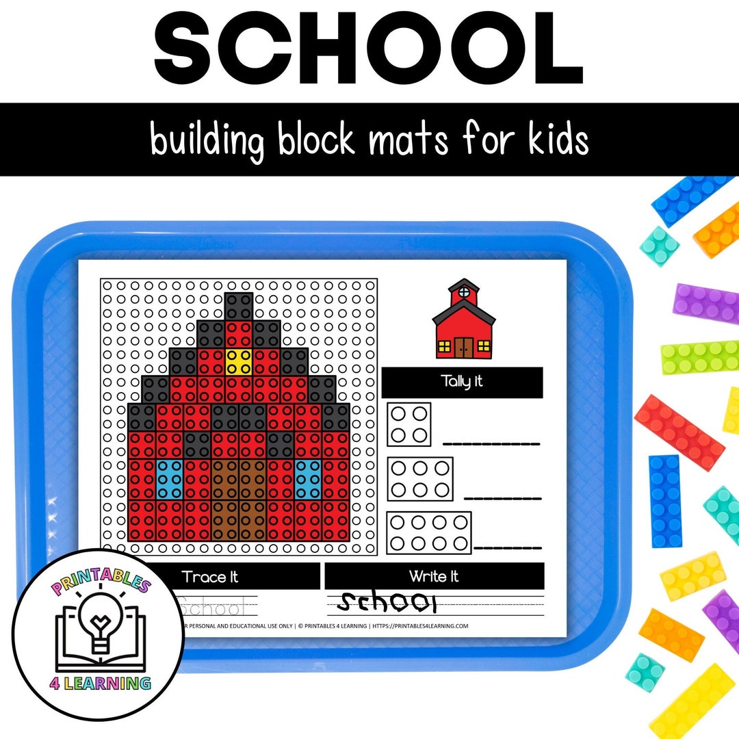 Back to School Building Block Mats - Brick Building Challenge STEM ...