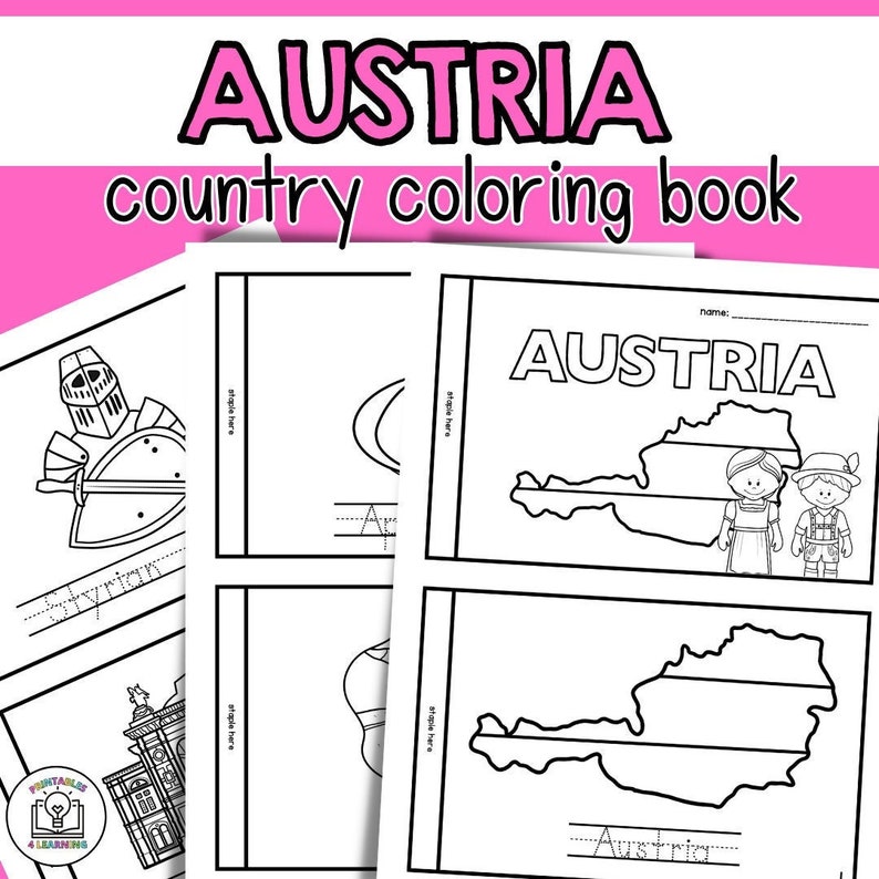 Austria Color and Trace Book for Kids - Etsy