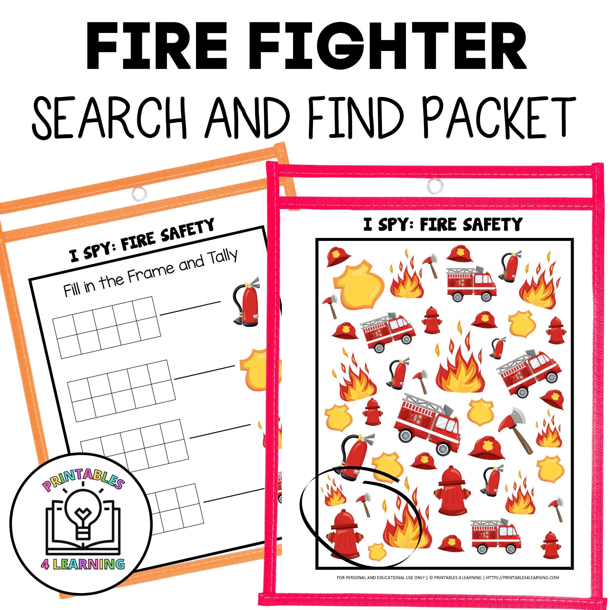 I Spy Game: Fire Fighters - Printable Kids Activity Instant Digital ...