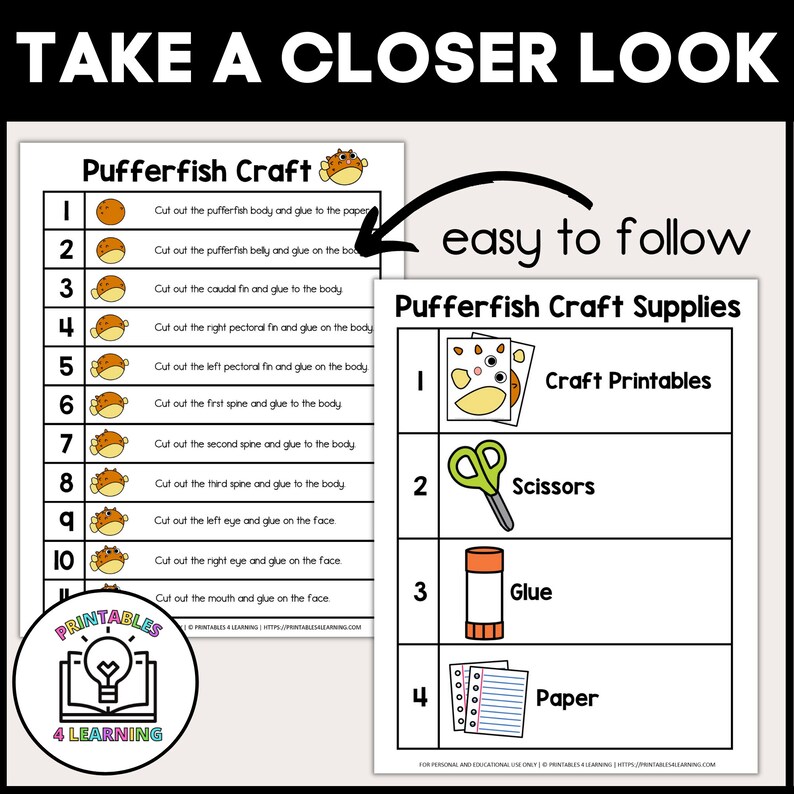 Printable Pufferfish Cut and Paste Craft - Instant Digital Download - Etsy