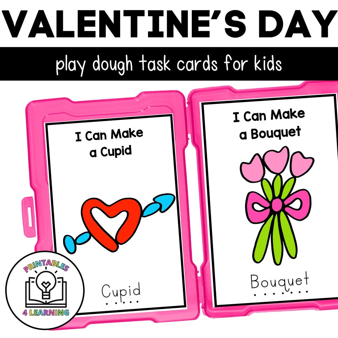 Valentine's Day Playdough Task Cards - Etsy