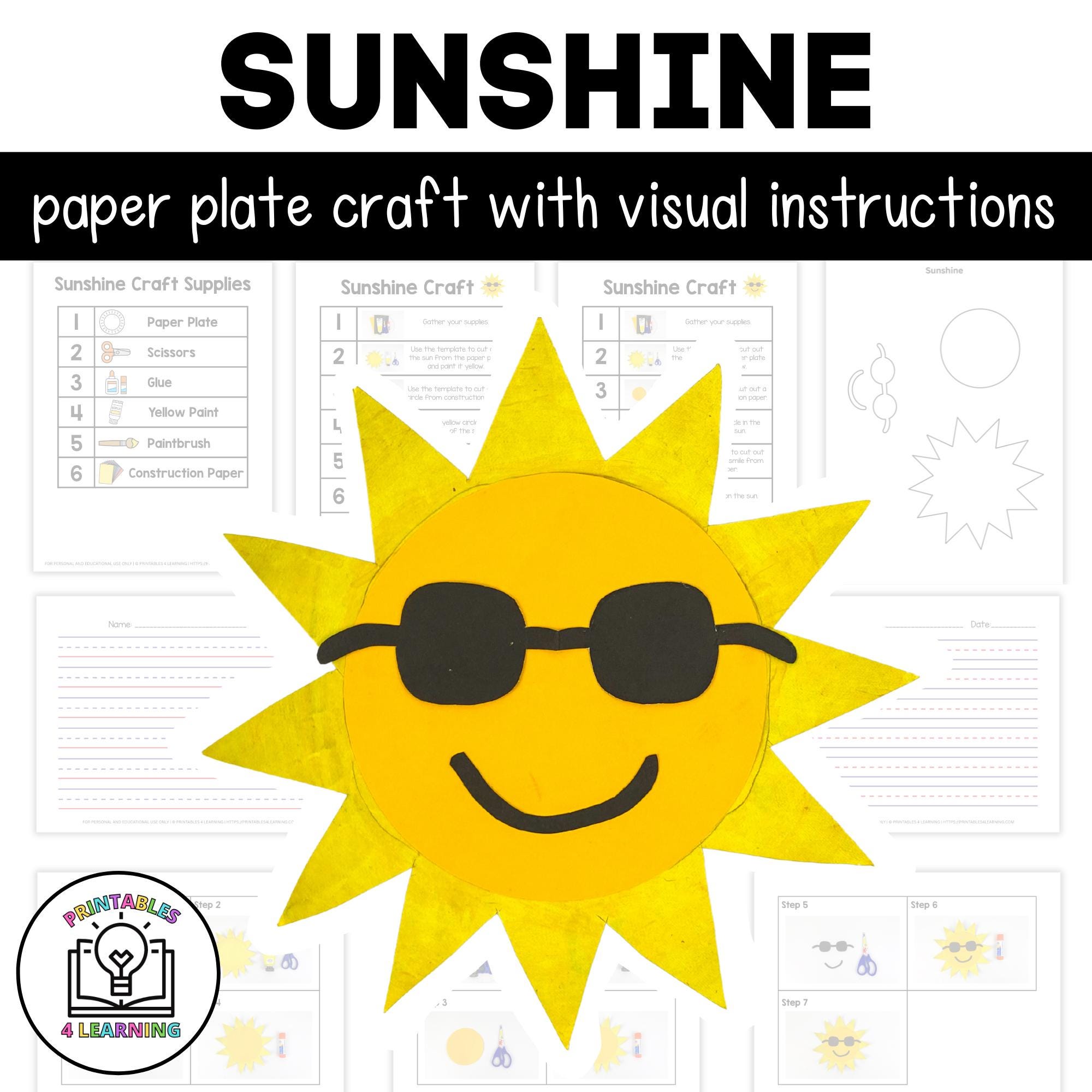 Sunshine Paper Plate Craft With Visual Instructions - Etsy
