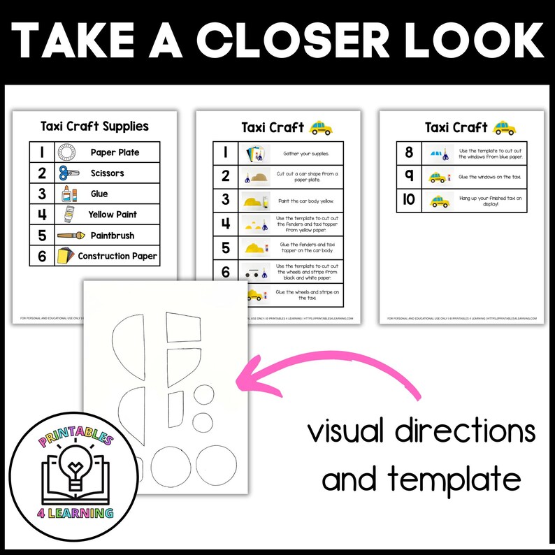 Taxi Paper Plate Craft With Visual Instructions - Etsy