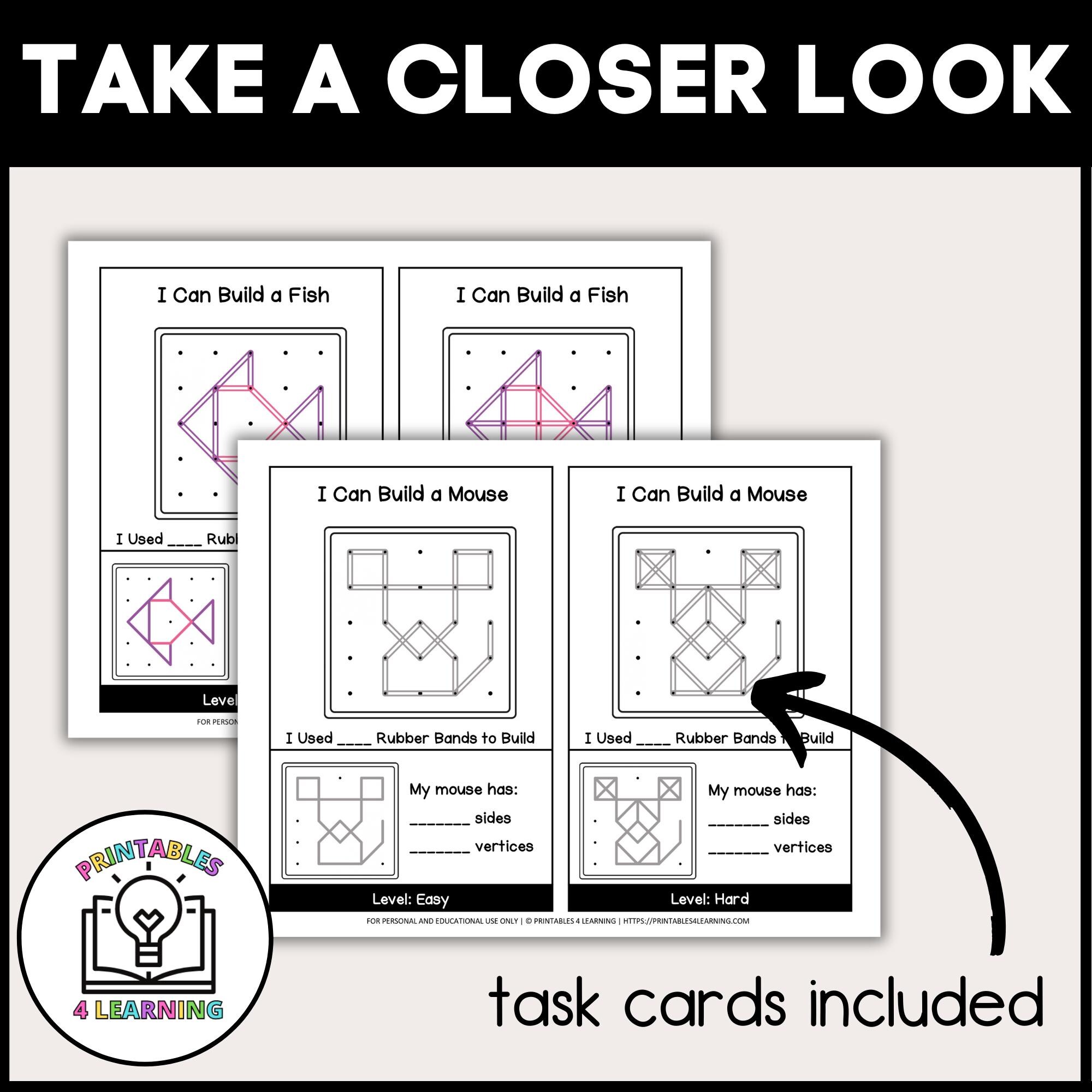 Pet Geoboards | Task Cards and Full Page Geoboard Activities - Etsy