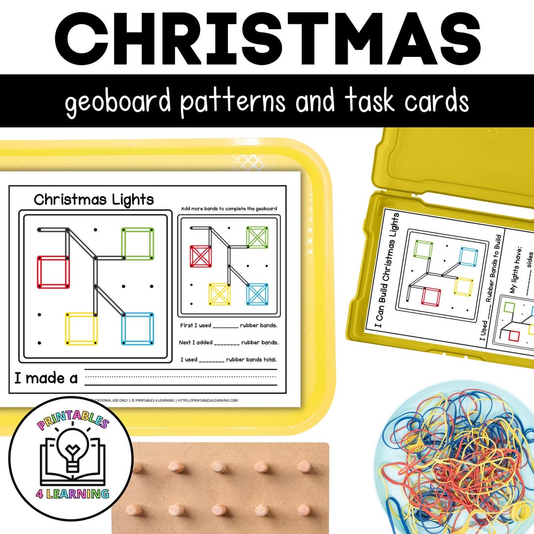 Christmas Geoboards | Task Cards and Full Mat Geoboard Activities - Etsy