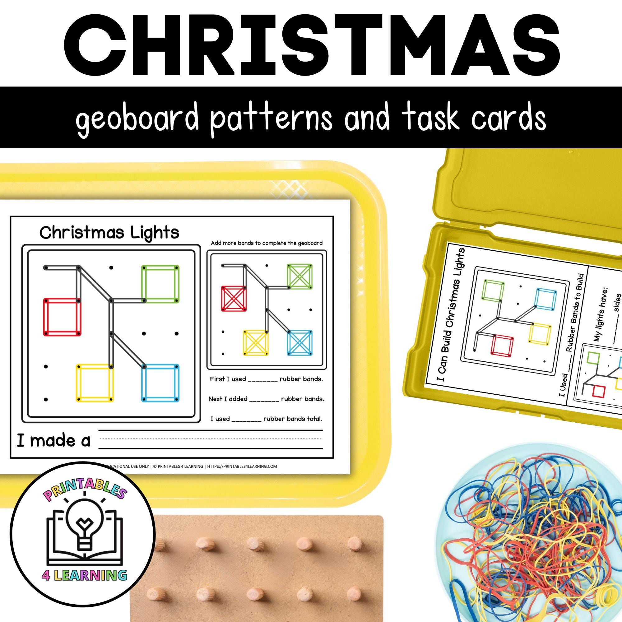Christmas Geoboards | Task Cards and Full Mat Geoboard Activities - Etsy
