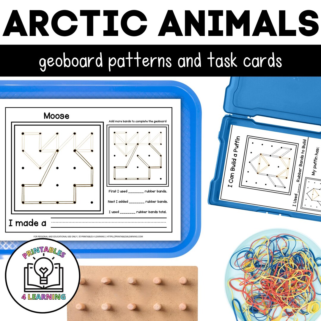 Arctic Animal Geoboards | Task Cards and Full Mat Geoboard Activities ...